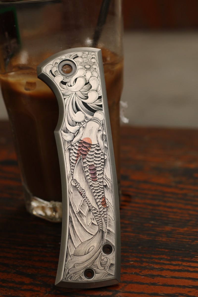 Hand engraved Chavez Lee Wiliam kickstop sliver bullet edition Koi ...